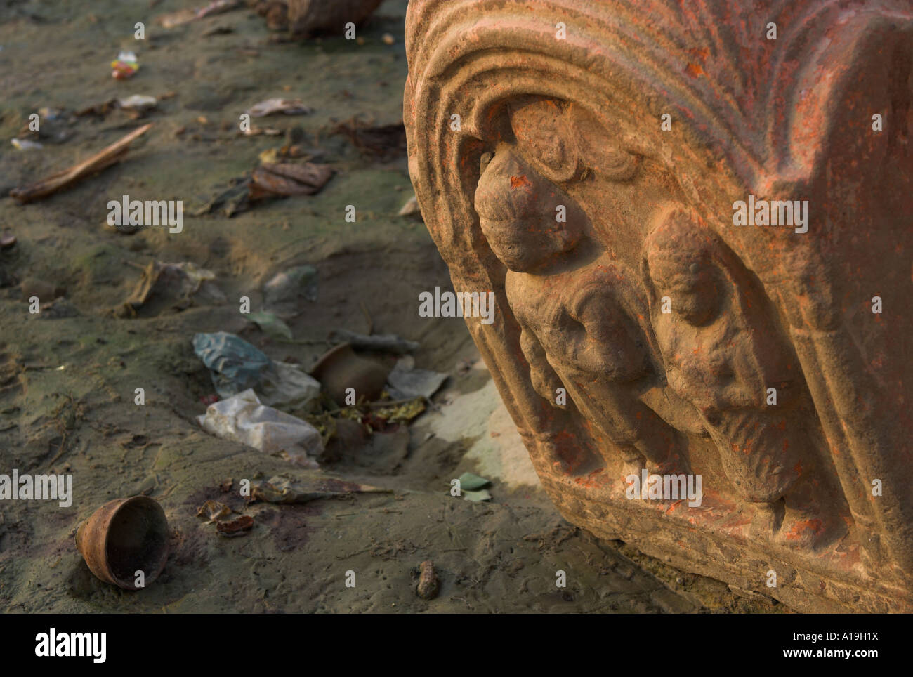 India Uttar Pradesh Ganges valley Varanassi close up of an ancient ...
