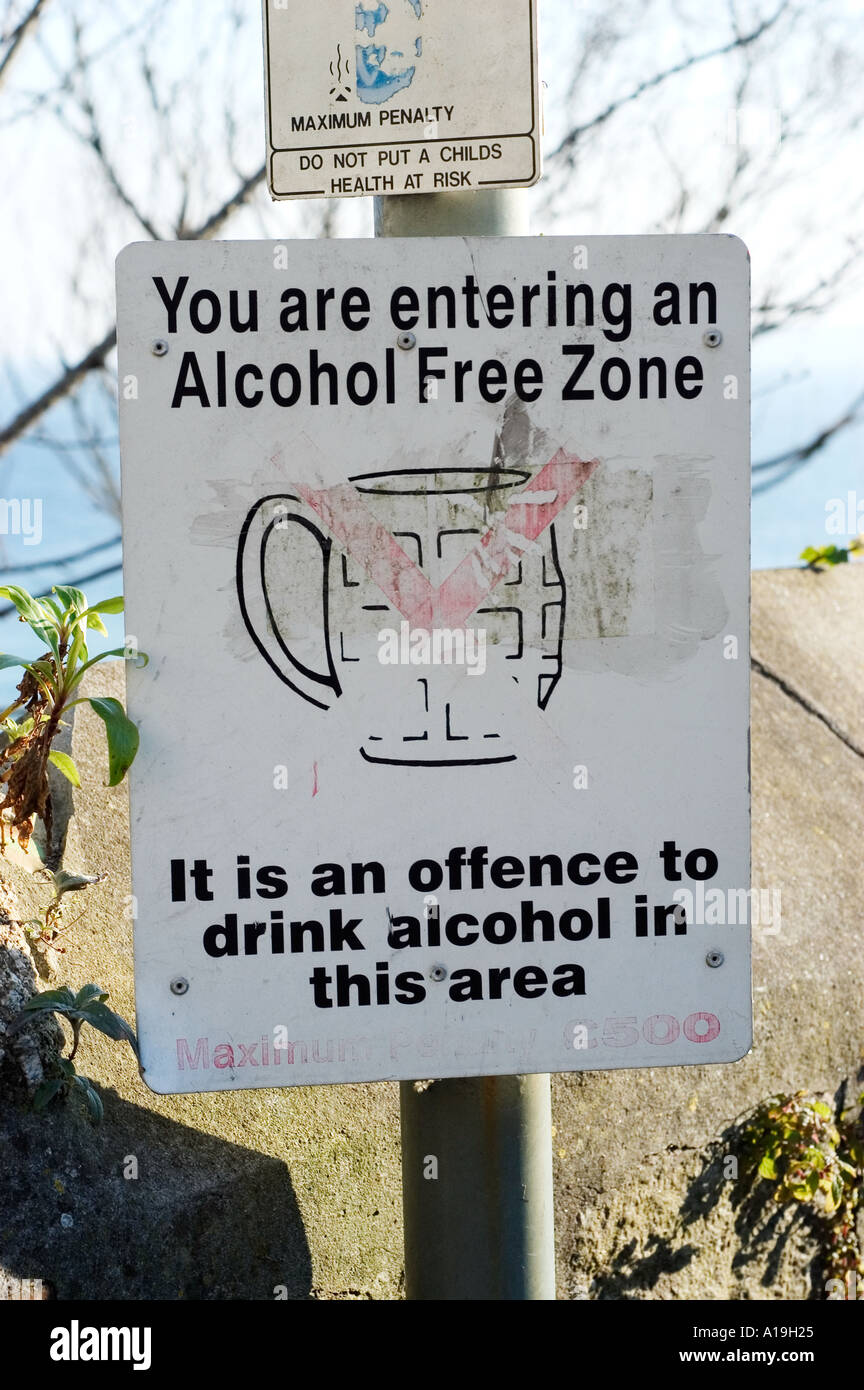 Alcohol Free Zone Sign St Ives Cornwall Stock Photo - Alamy