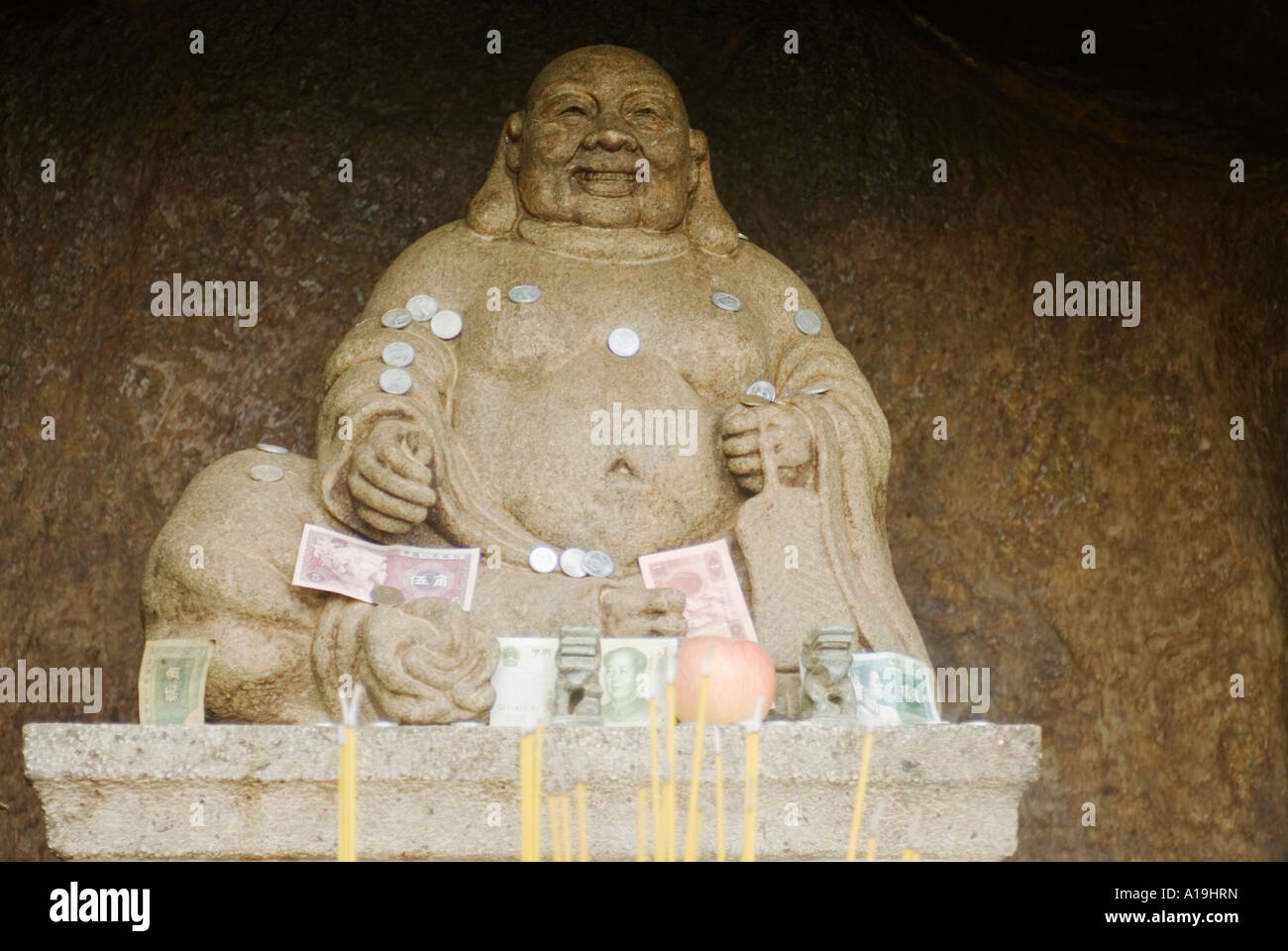 Macau Stone Buddha At A Ma Temple China Stock Photo - Alamy