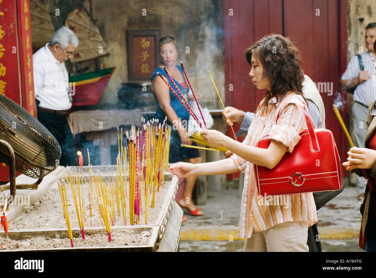 Macau People Praying At A Ma Temple China Stock Photo - Alamy
