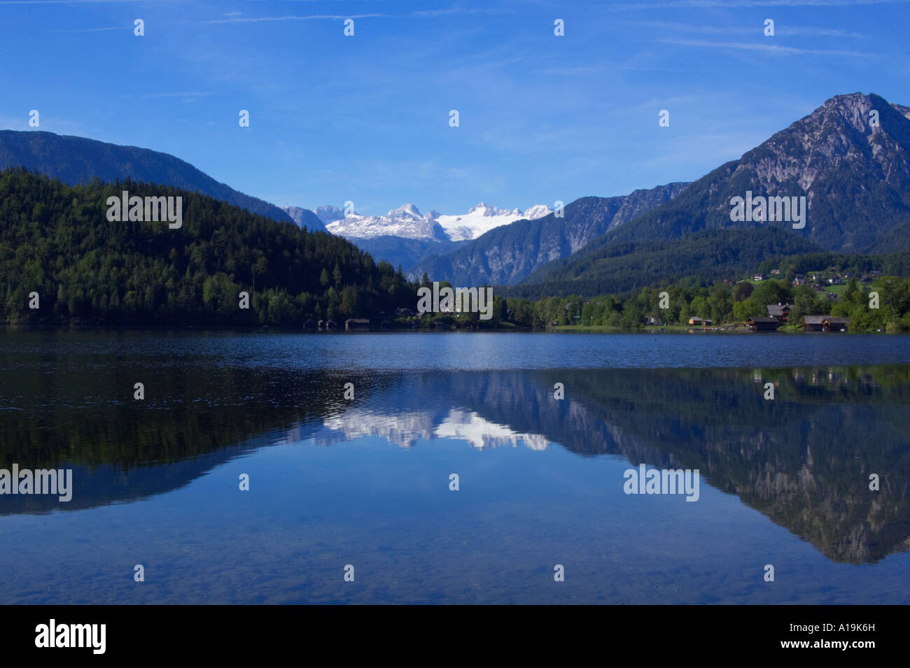 The Dachstein Glacier viewed from Altaussee Village in Austria Stock ...