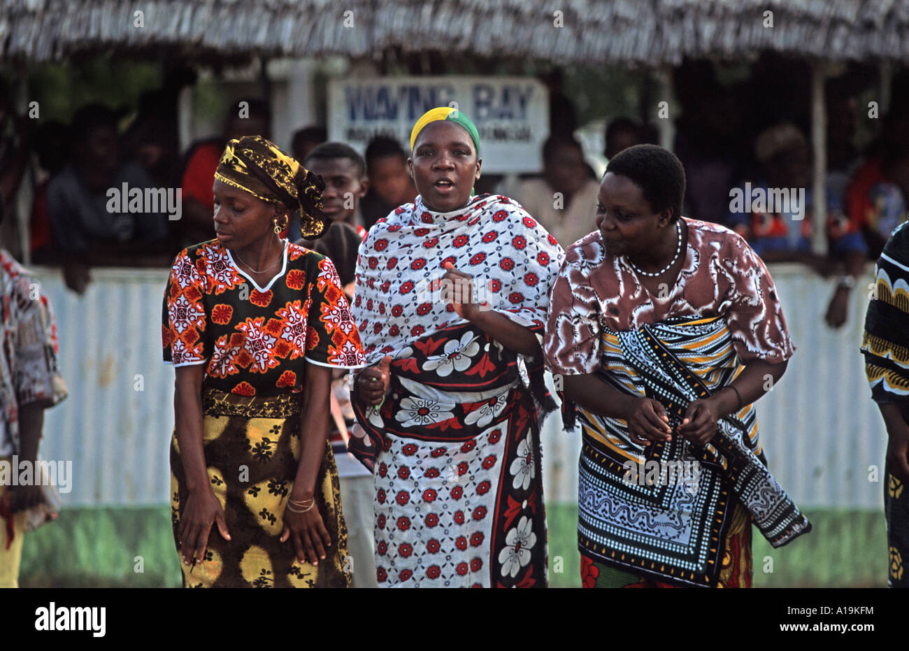 Group of women greeting a VIP arrival at Kilindoni arport Mafia island ...