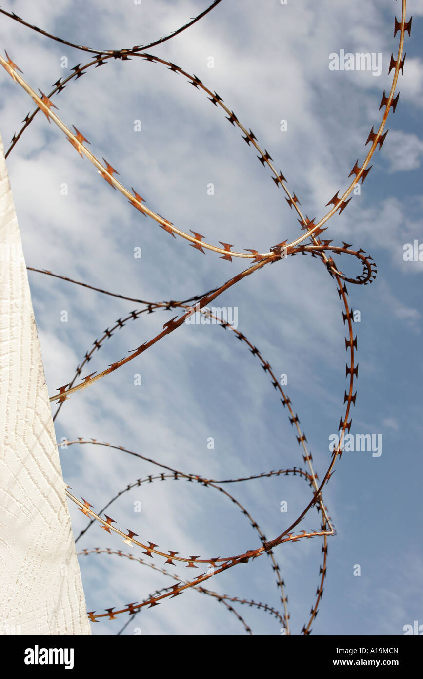 Barbed wire fence wall hi-res stock photography and images - Alamy