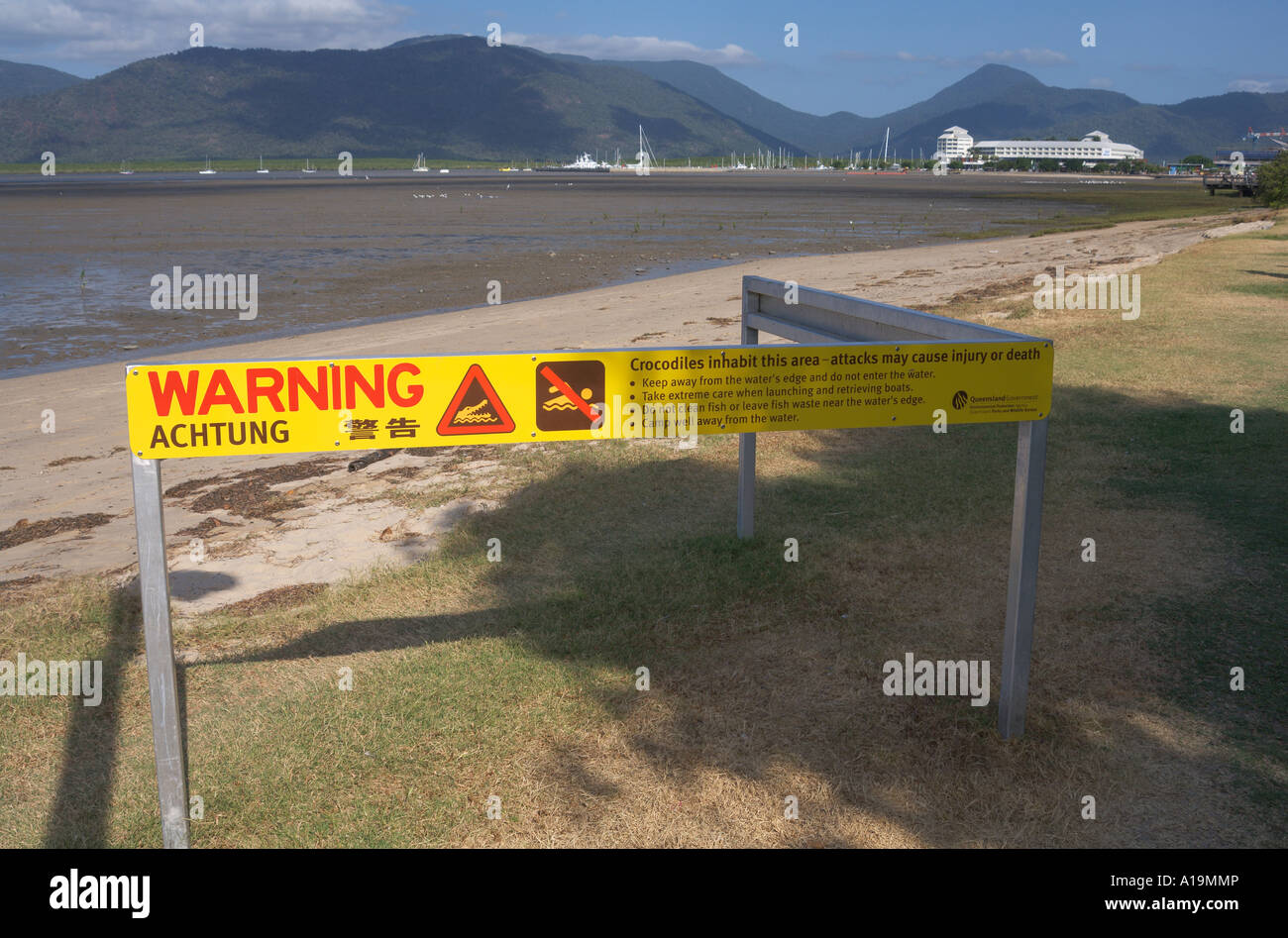 Crocodile warning sign Cairns Queensland Australia Stock Photo - Alamy