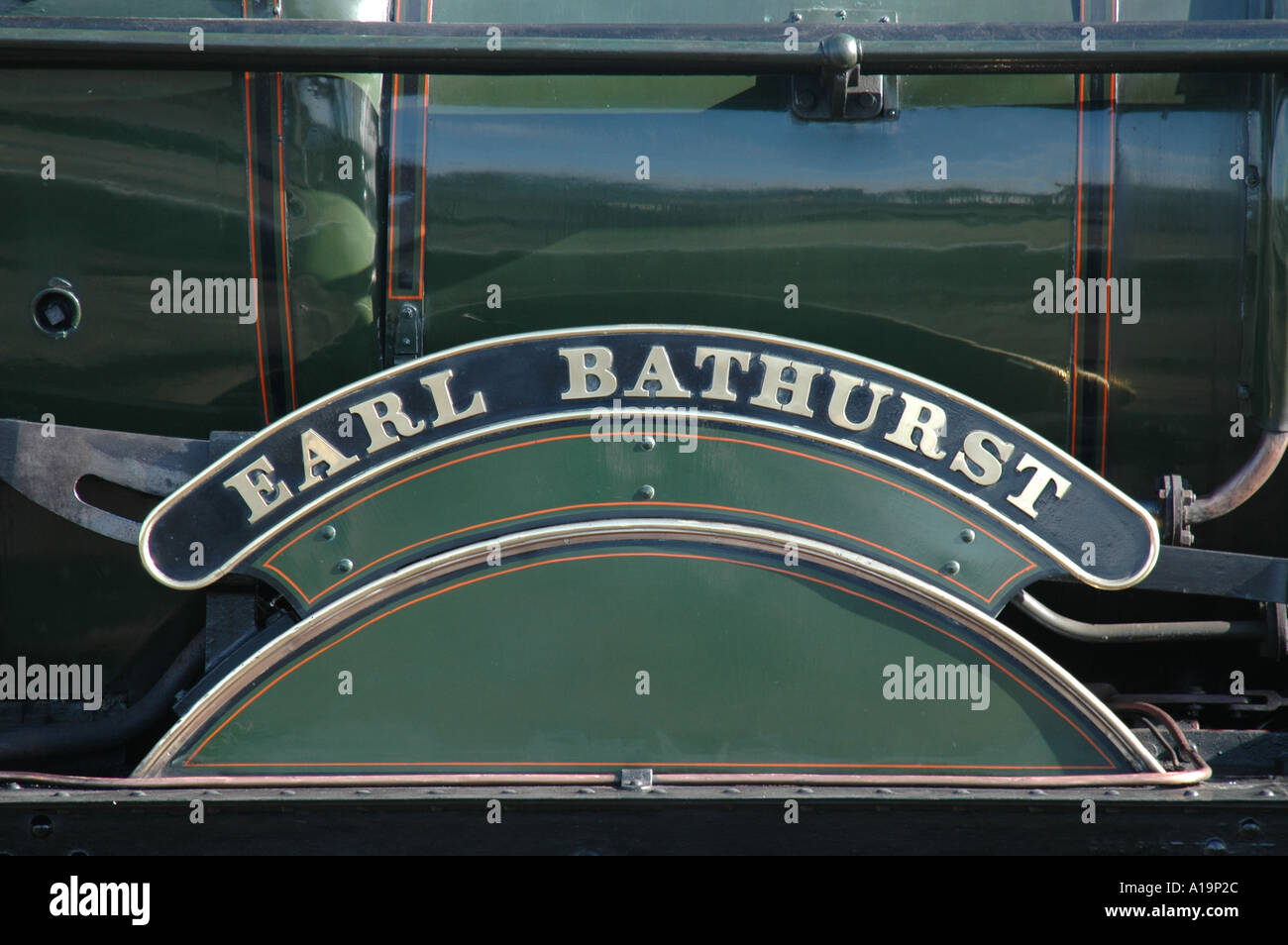 Steam Locomotive nameplate Earl Bathurst Castle Class Stock Photo - Alamy