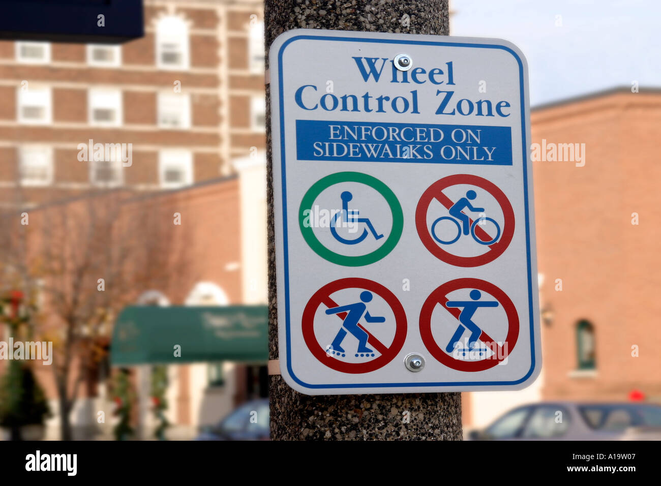 Wheel Control Zone sign Stock Photo - Alamy