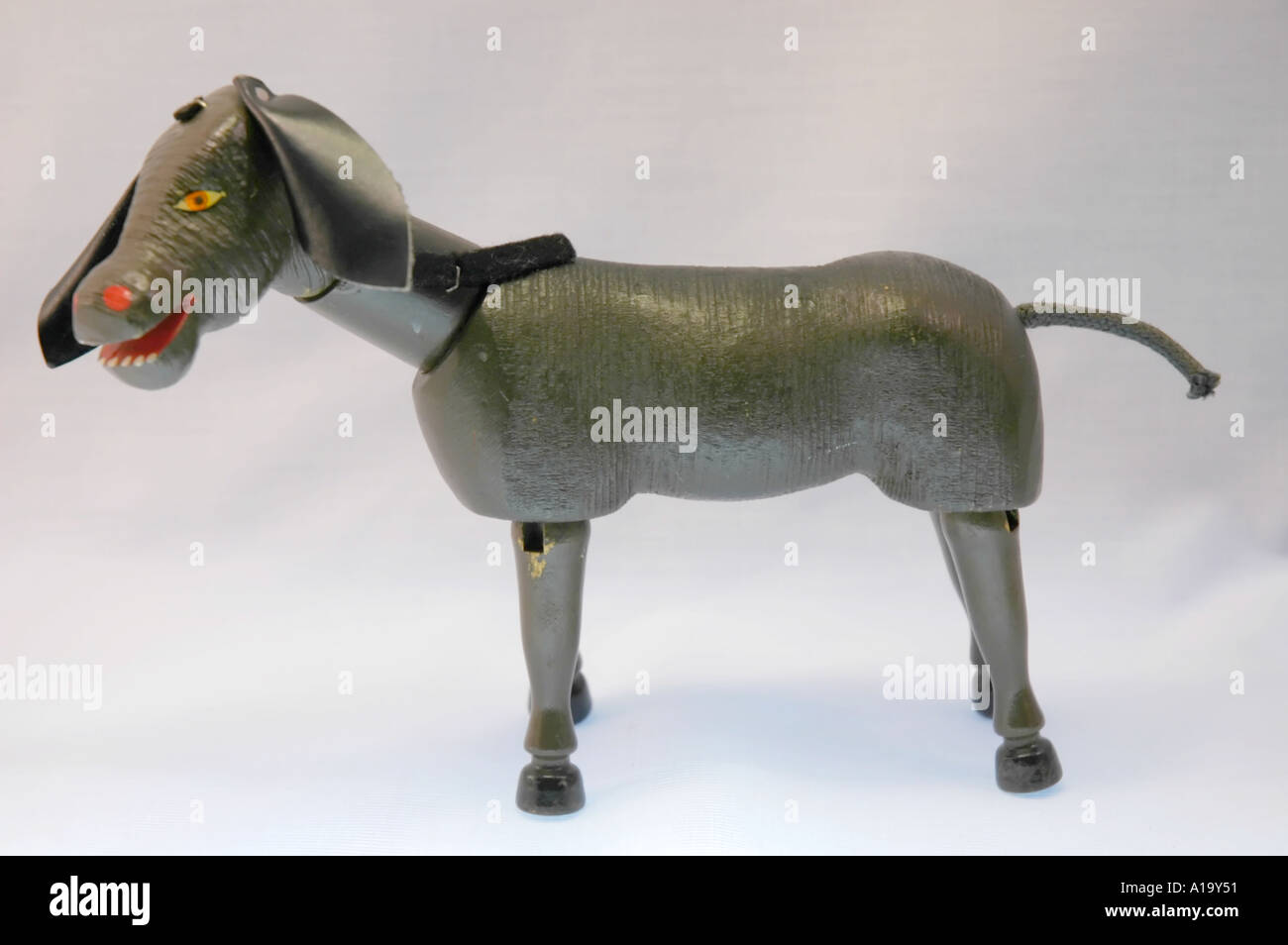 Antique wooden circus donkey or mule toy Stock Photo - Alamy