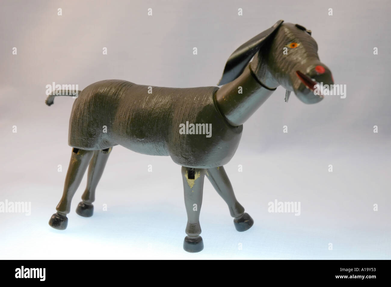 Antique wooden circus donkey or mule toy Stock Photo - Alamy