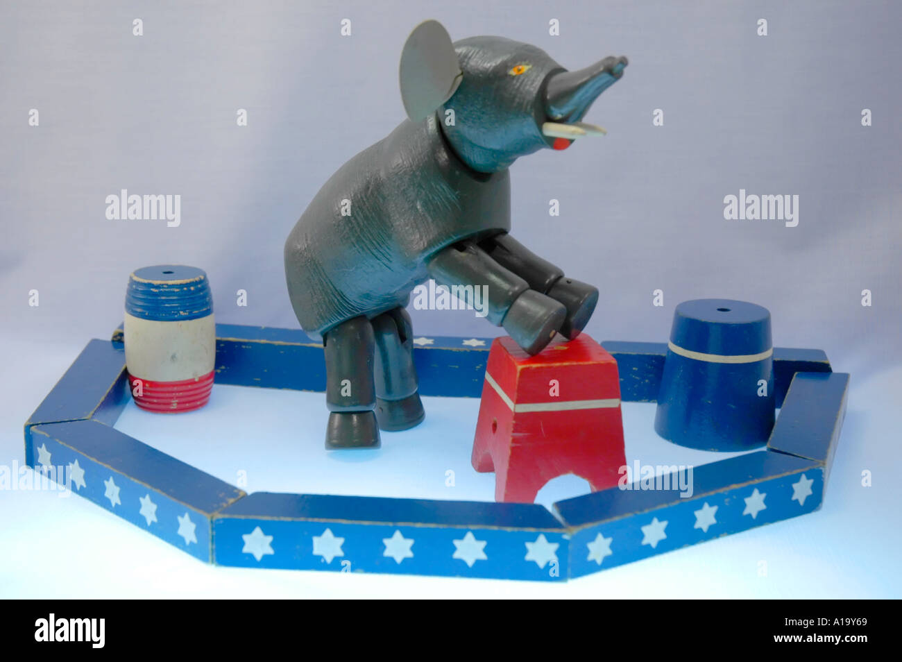 Antique wooden circus toy elephant Stock Photo - Alamy