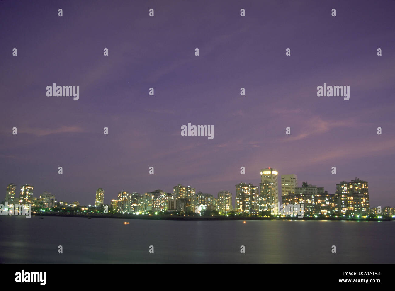 Lights of Mumbai skyline at night India Stock Photo - Alamy