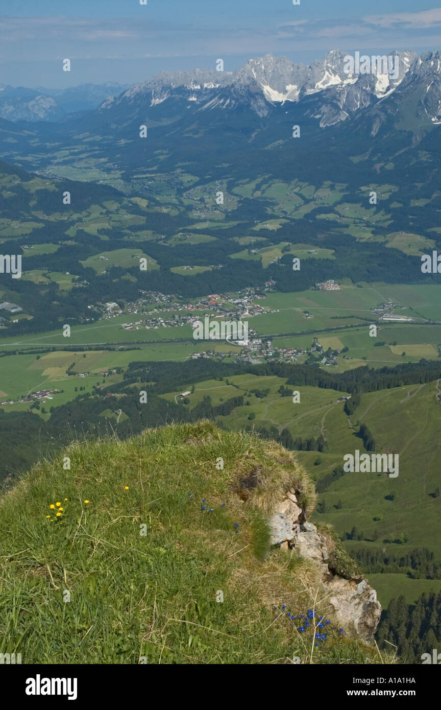 Austria Tirol Kitzbuhel Kitzbuheler Horn summer view from summit toward ...