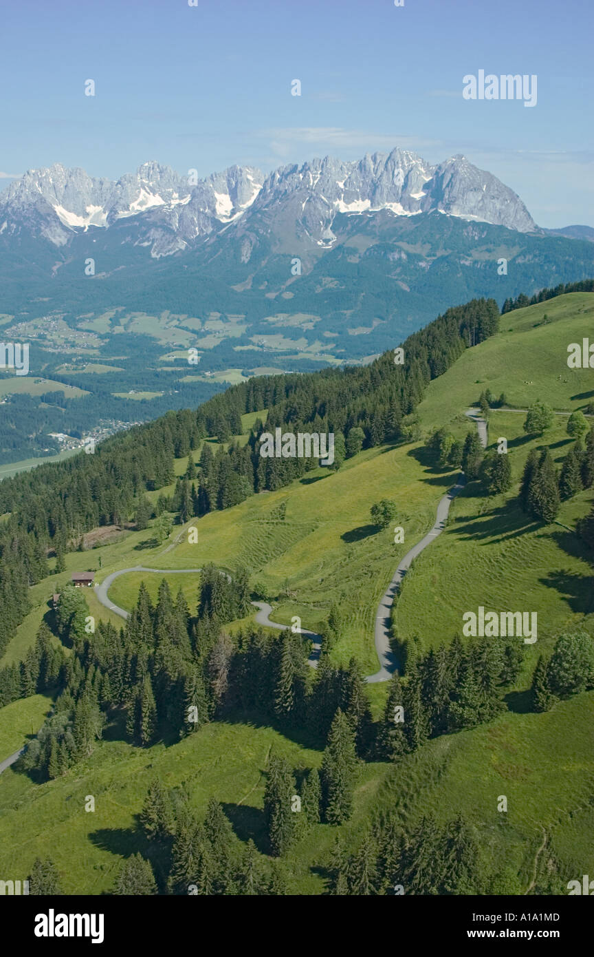 Austria Tirol Kitzbuhel Kitzbuheler Horn summer view from gondola ski ...