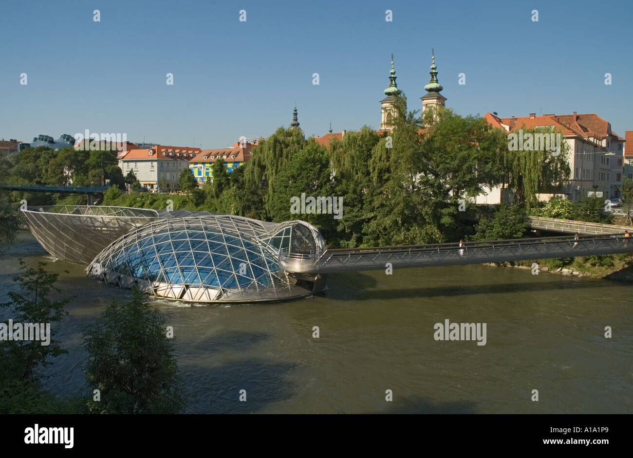 Austria Styria Graz Murinsel Island in the Mur River 2003 project by ...