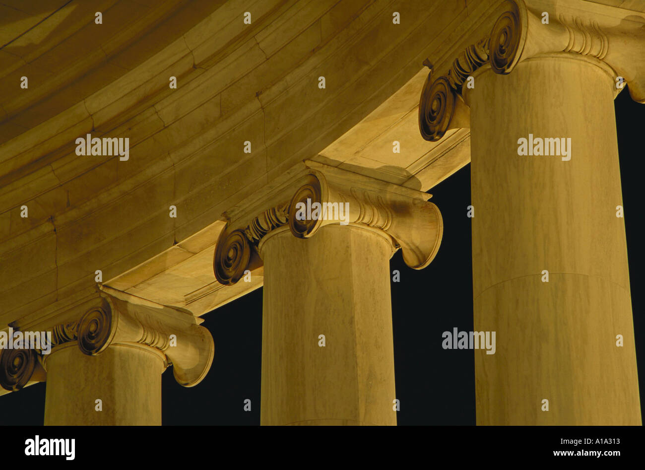 View of the top of columns and the top capitals of the Jefferson ...