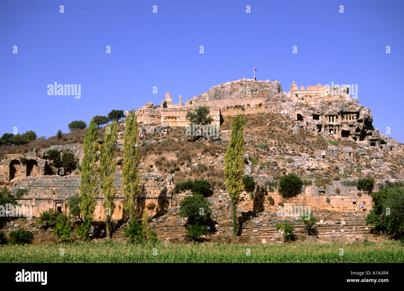 View of the ancient city of Tlos with the castle of "Bloody Chief Ali ...