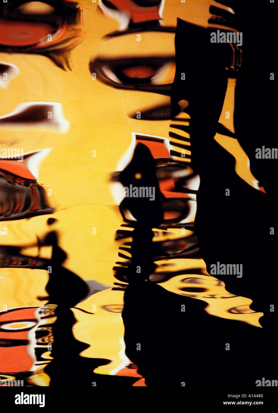 Reflected Gondola prows Stock Photo - Alamy