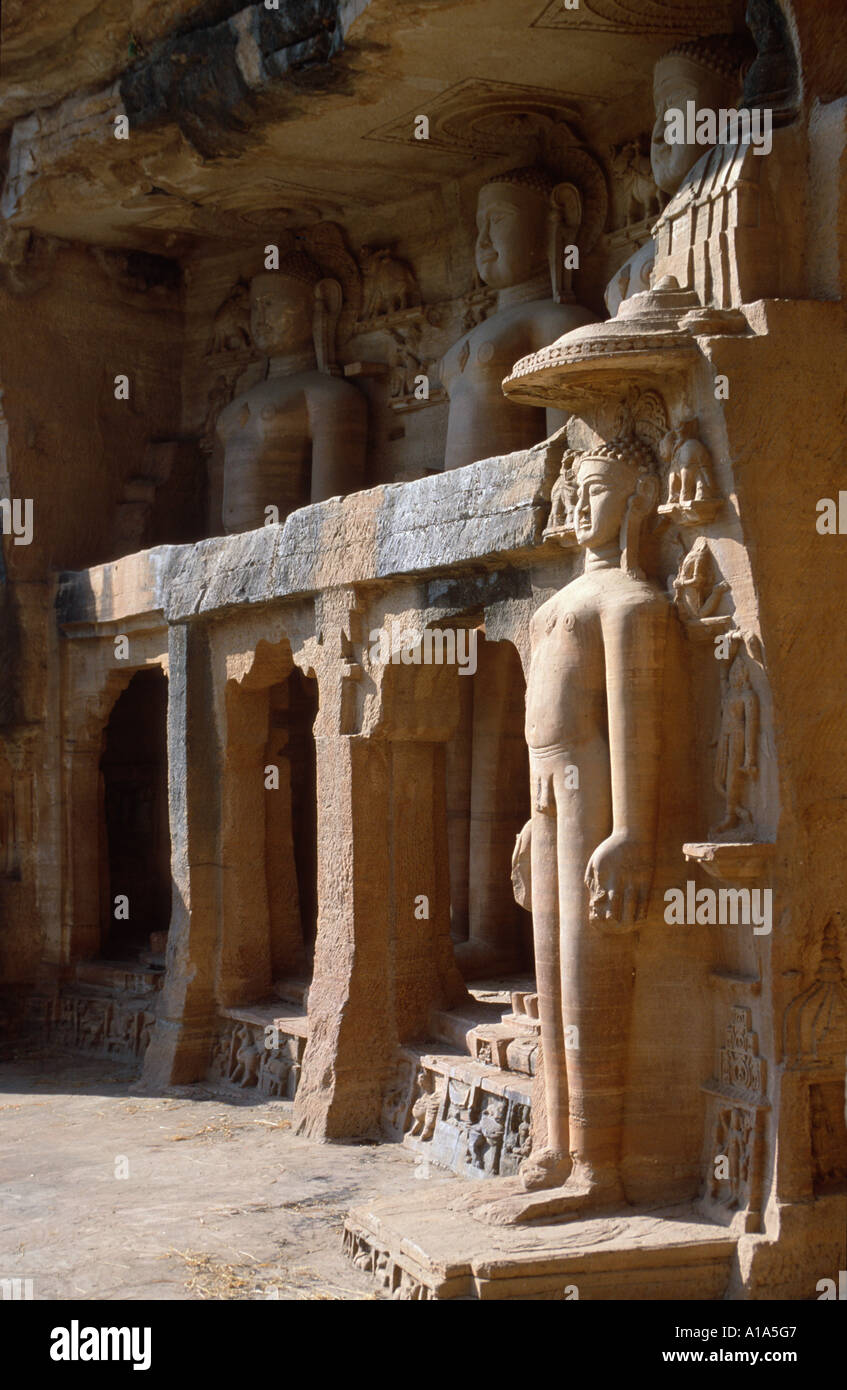 Jain sculptures cut into the cliff face in the mid-1400s, on the way up ...