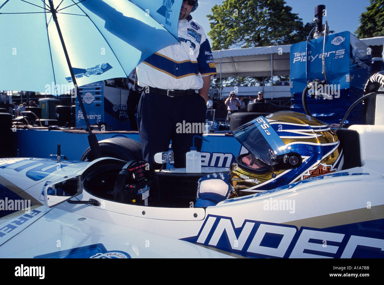 Patrick Carpentier in the cockpit of his Reynard Ford at the Detroit ...