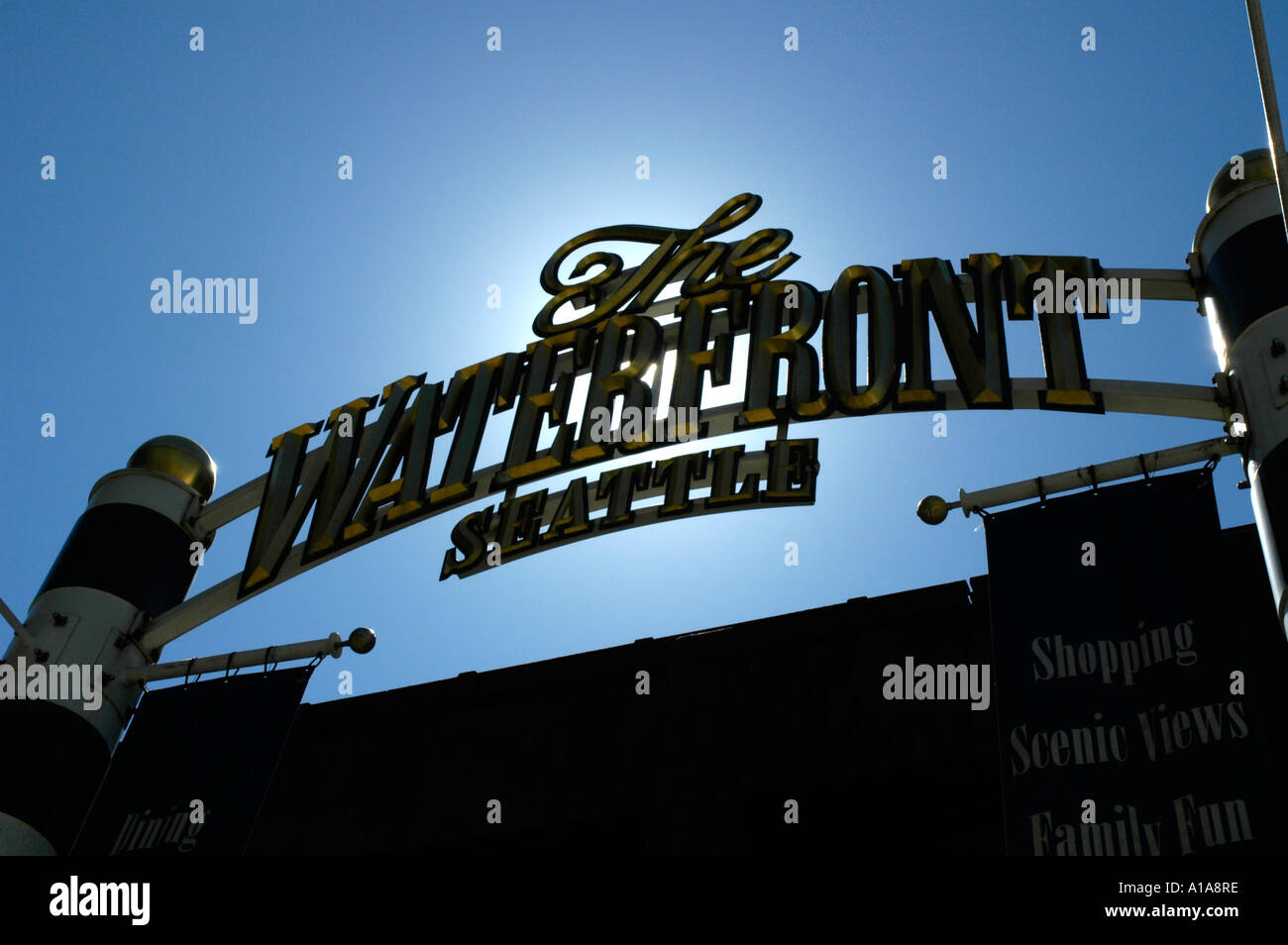 Waterfront sign Seattle WA Stock Photo - Alamy