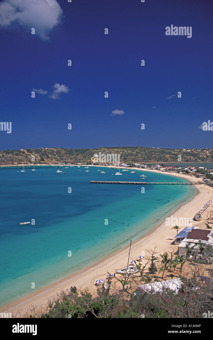 Anguilla beach above Sandy Ground beach overview scenic landscape Stock ...