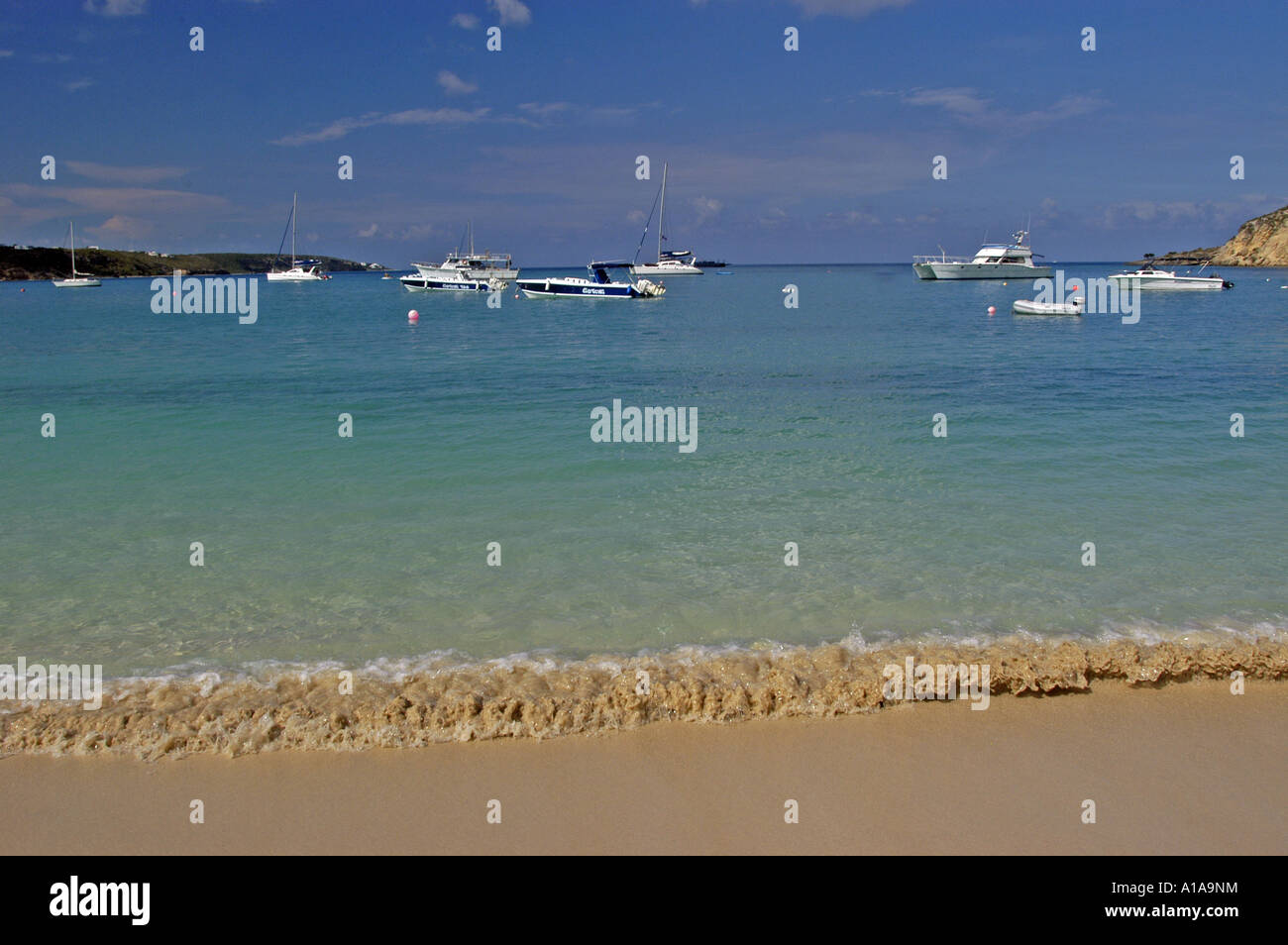 Anguilla beach Sandy Ground boats water shoreline Stock Photo - Alamy