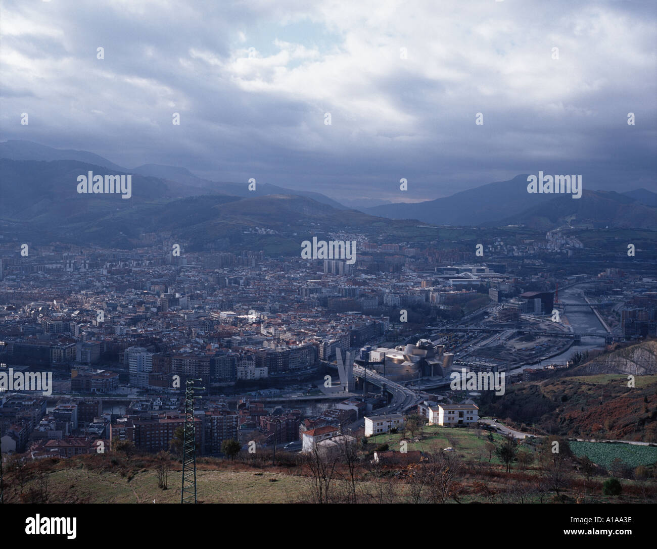 Bilbao Spain View from the top of the funicular railway landscape shape ...