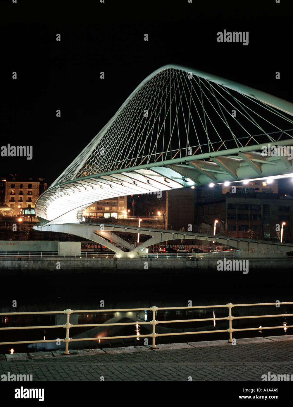 Puente Zubizuri bridge designed by Spanish architect Santiago Calatrava ...