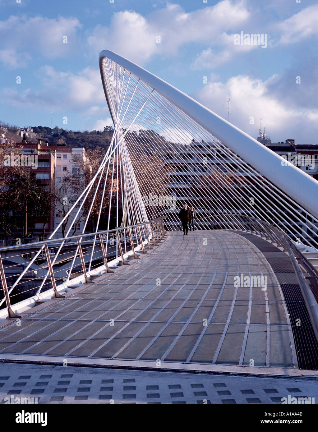 Puente Zubizuri bridge designed by Spanish architect Santiago Calatrava ...