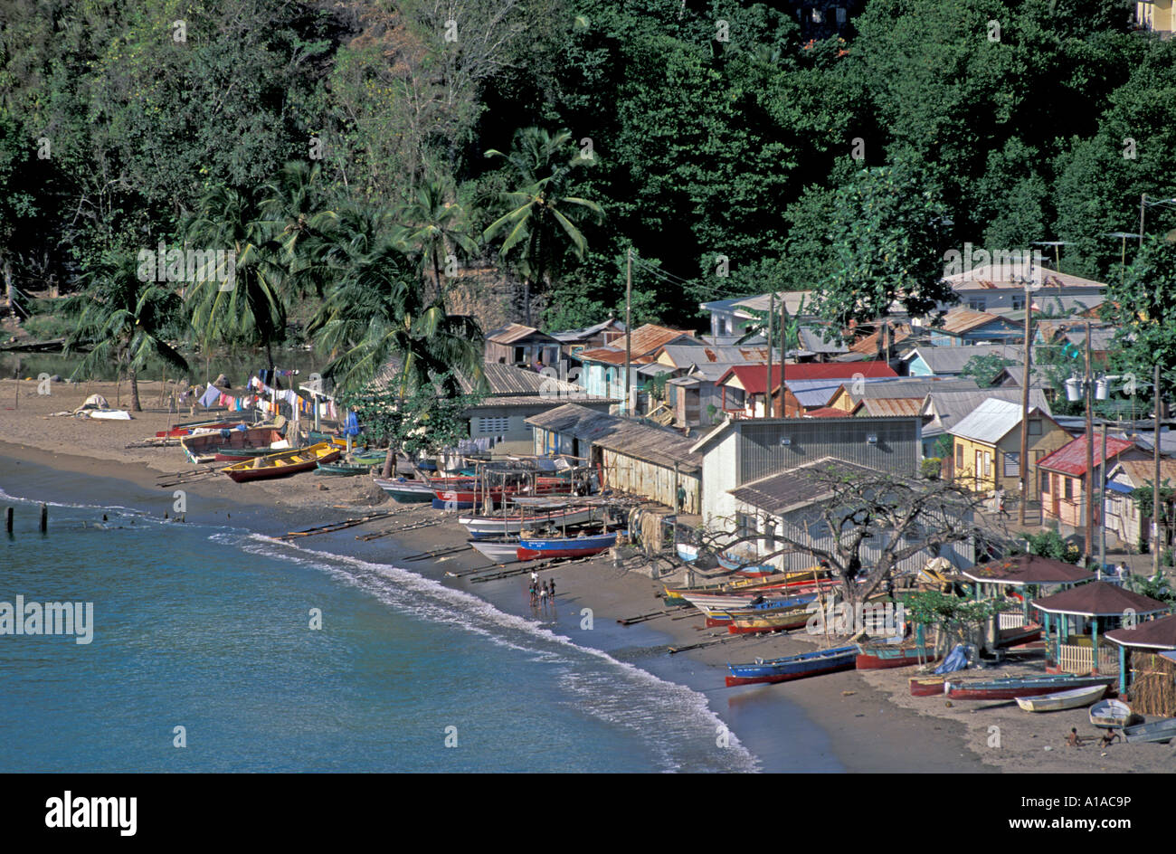 Caribbean above St Lucia beach scenic aerial overview of Anse de ...