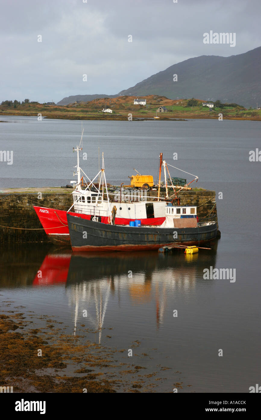 Ships in the bay at Letterfrack , Connemara , Connacht , Ireland ...