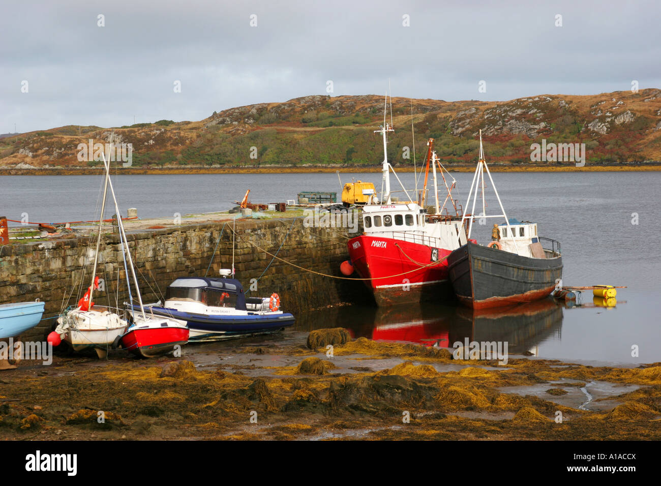 Ships in the bay at Letterfrack , Connemara , Connacht , Ireland ...