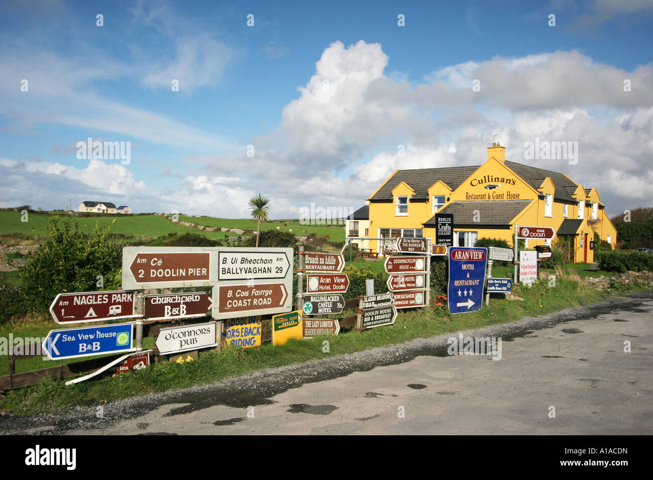Signposts in Doolin , Clare , Munster , Ireland , Europe Stock Photo ...