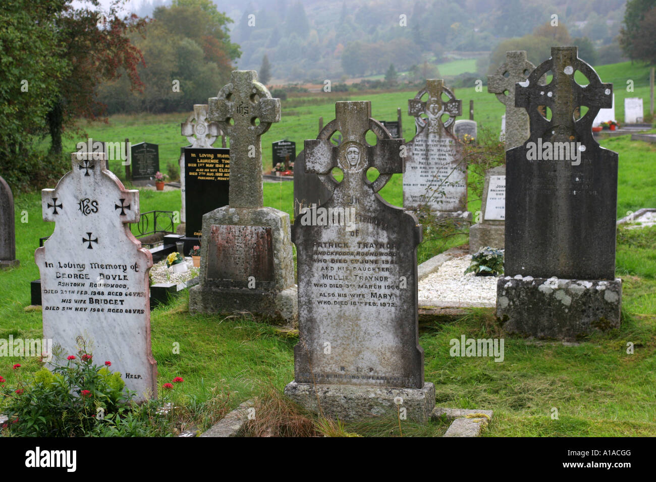 Cemetery of Glendalough Abbey at Wicklow Mountains , Ireland , Europe ...