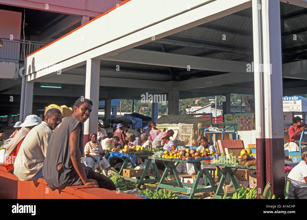 St Lucia Castries saturday market Stock Photo - Alamy