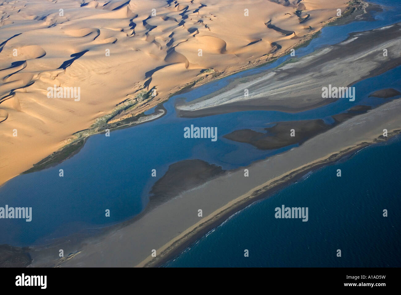 Fly over the dunes and coast. Namib Desert, Namibia, Africa Stock Photo ...