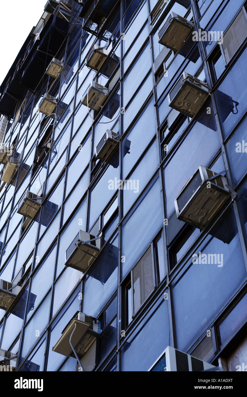Glass front with air conditioners in Taipei, Taiwan Stock Photo - Alamy