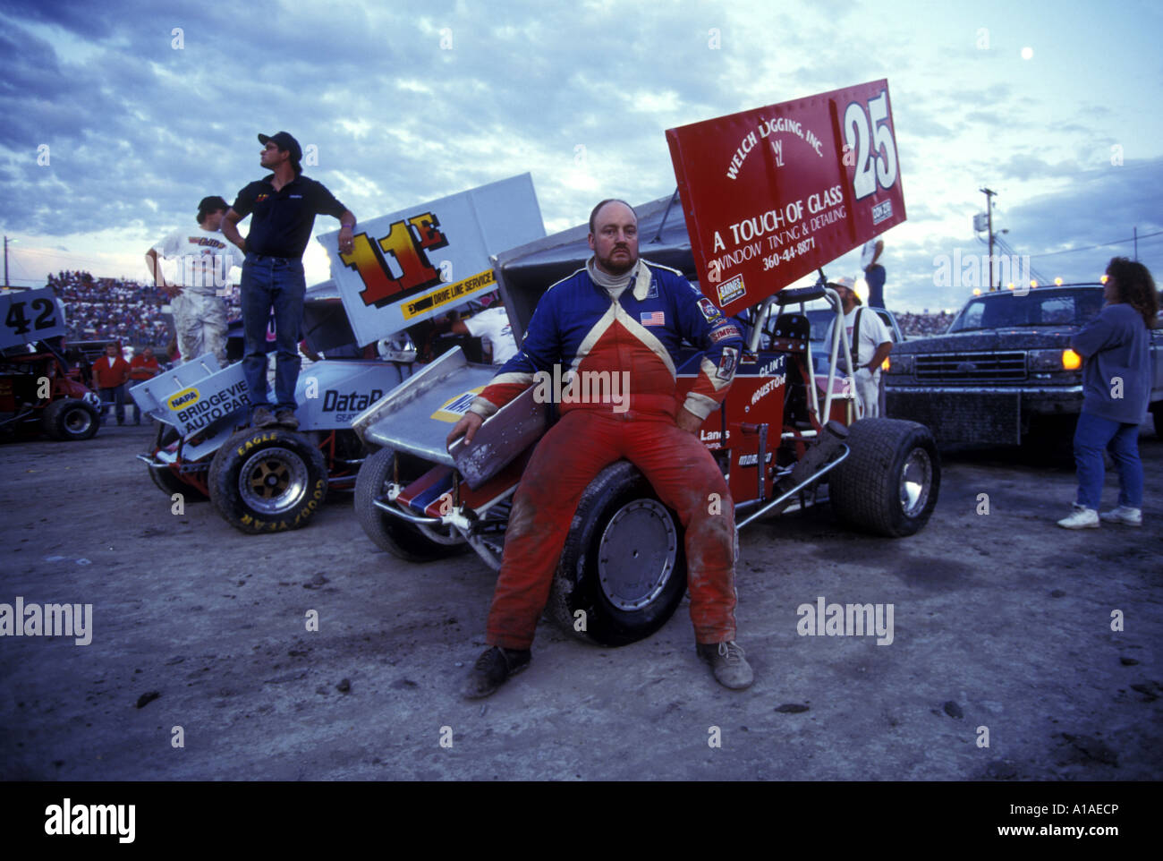 USA Washington Sedro Woolley Race car driver waits for race start in ...
