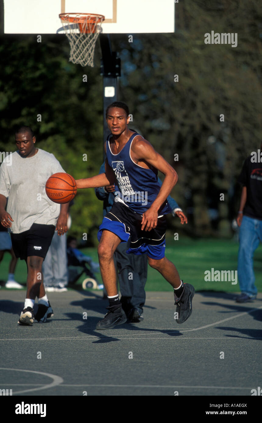 USA Washington Seattle Pickup basketball game in playgrounds at Green ...