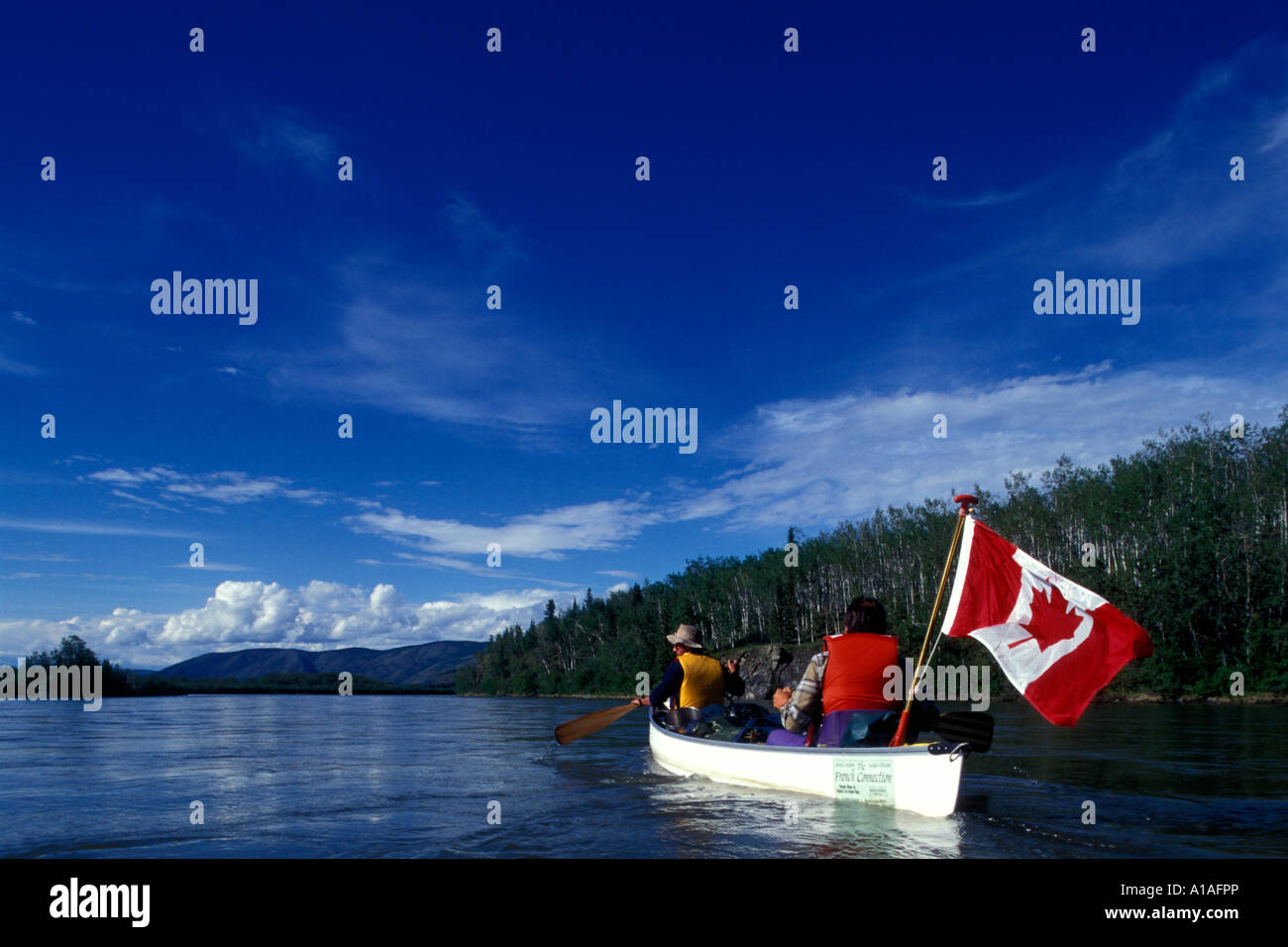 Canada Yukon Territory Gerard Cruchon and Jacques Chicoine paddle on ...