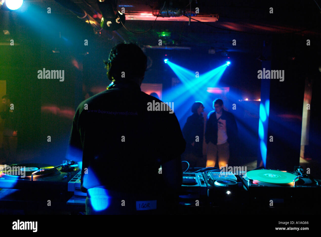 Club DJ Behind the Decks of a Nightclub Stock Photo - Alamy