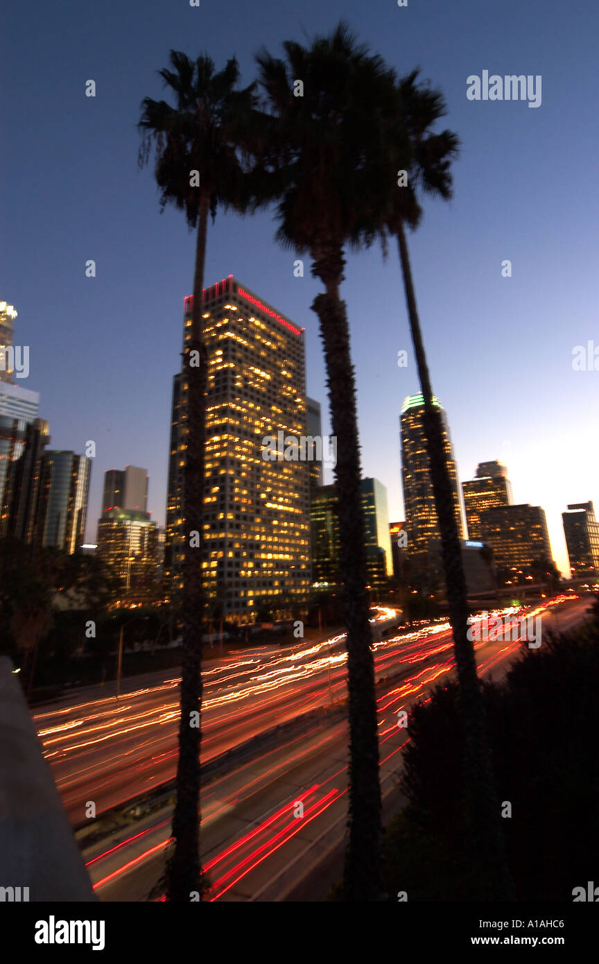 downtown Los Angeles California night traffic Stock Photo - Alamy