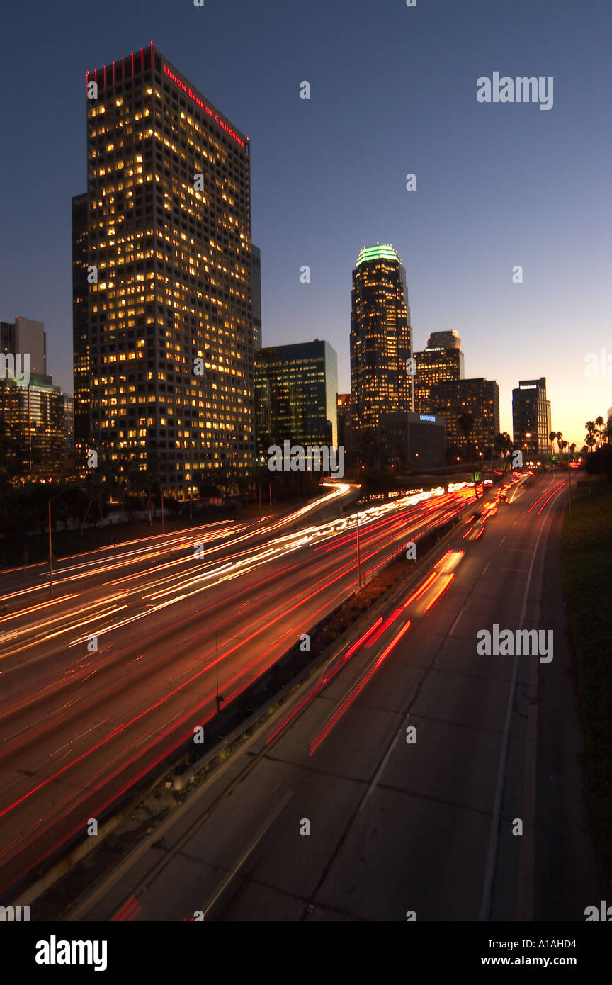 downtown Los Angeles California night traffic Stock Photo - Alamy