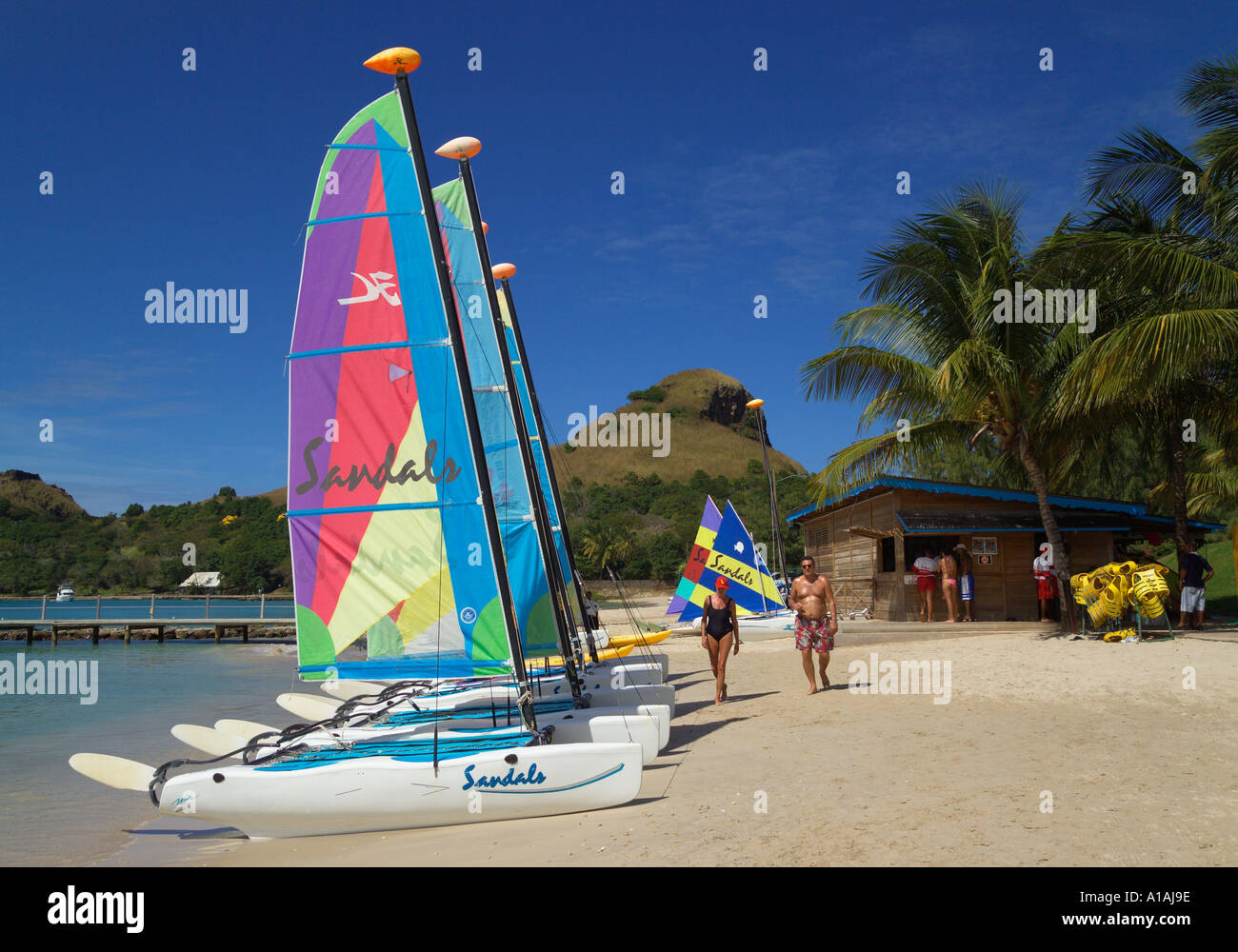 sailboats on beach "Rodney Bay" St Lucia Caribbean Stock Photo - Alamy