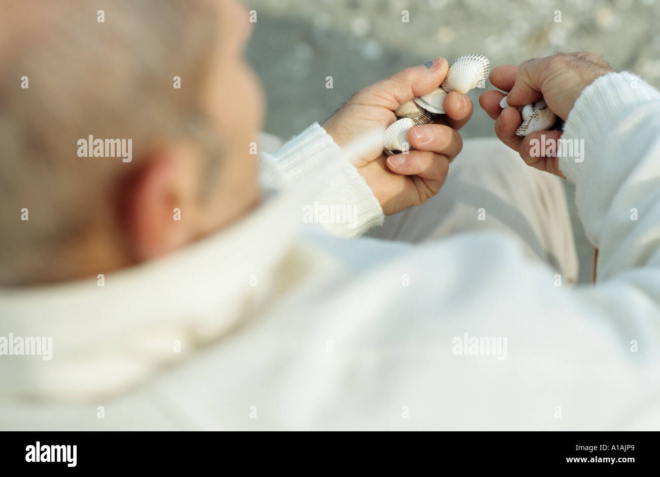 Man holding shells Stock Photo - Alamy
