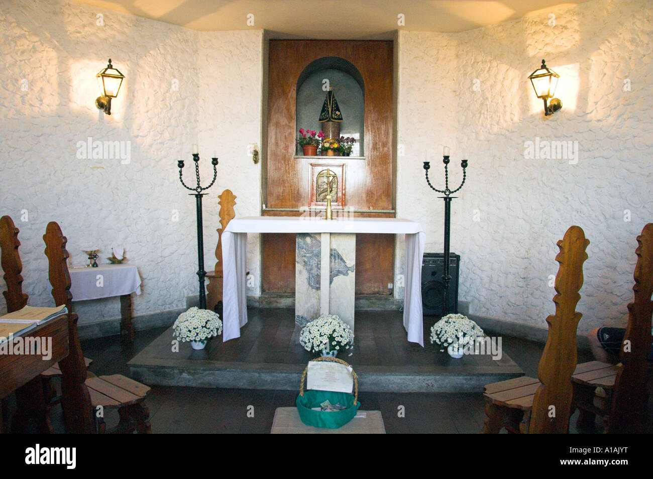 Interior chapel below Christ the Redeemer statue on Corcovado mountain ...