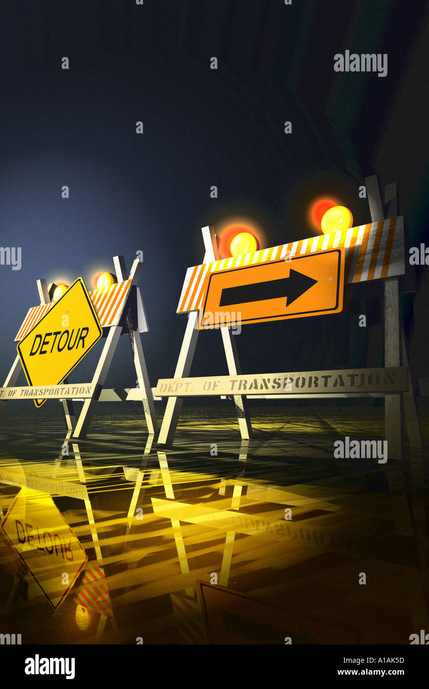 Detour lights sign hi-res stock photography and images - Alamy