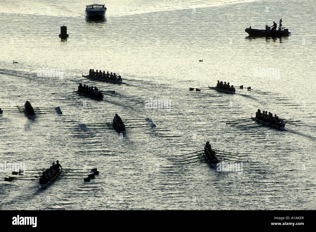 USA Washington Seattle Rowing teams scull through Montlake Cut during ...