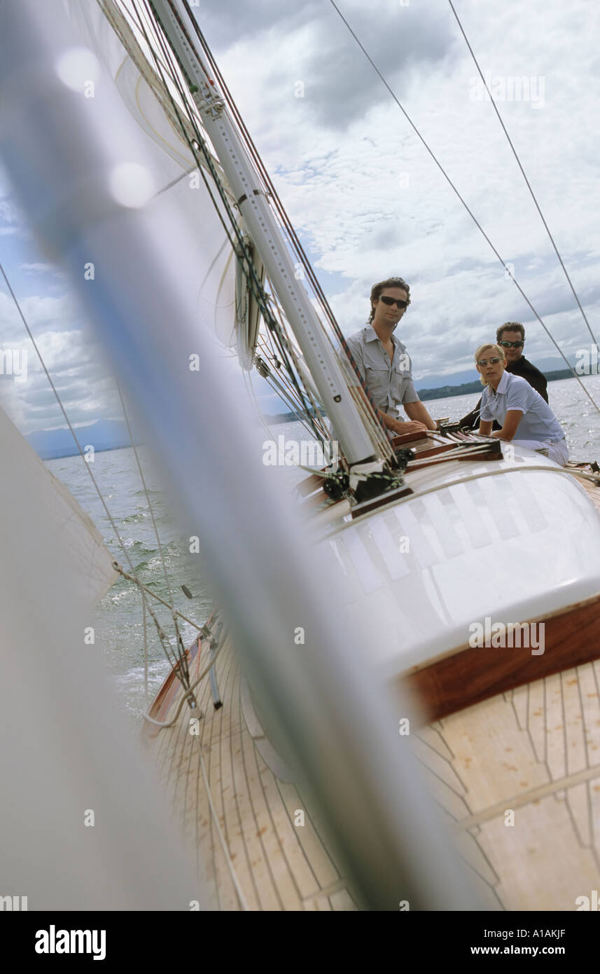 Woman small sailboat yacht hi-res stock photography and images - Alamy