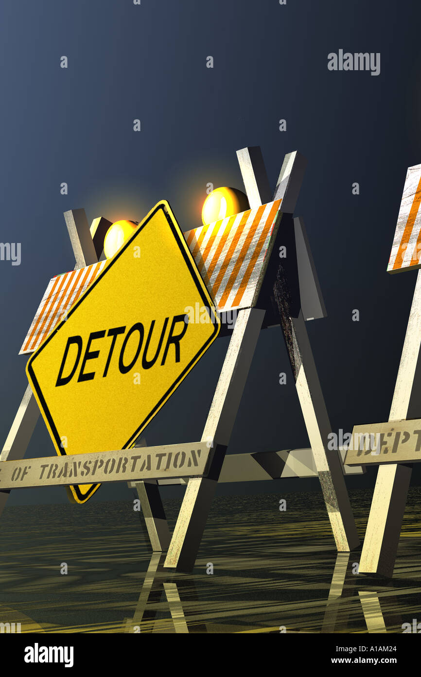 Detour lights sign hi-res stock photography and images - Alamy