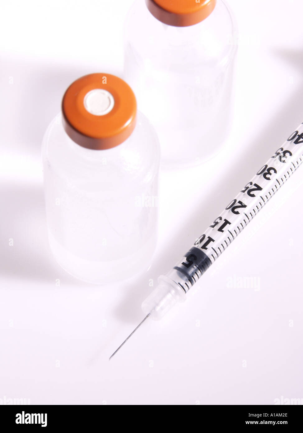 Syringe with insulin bottles Stock Photo - Alamy